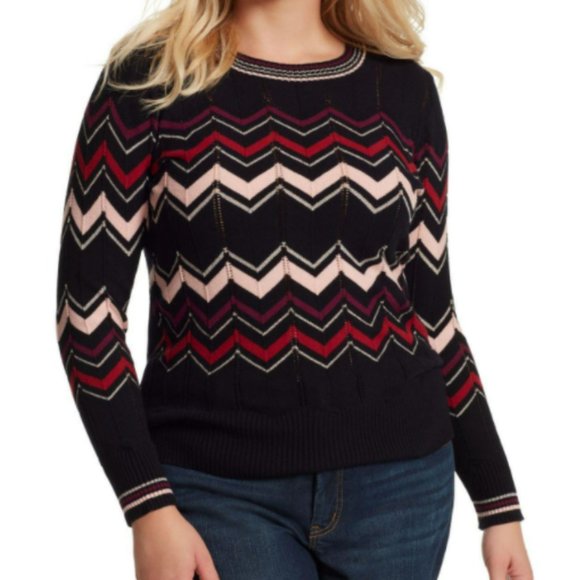 Jessica Simpson | Sweaters | Jessica Simpson Black Sweater Zig Zag Plus ...